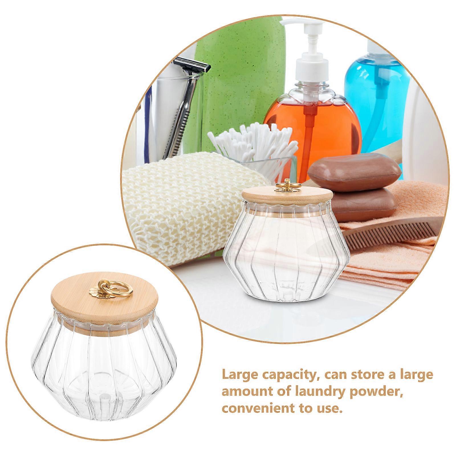 Glass Laundry Powder Canister Glass Detergent Holder Lidded Canister ...