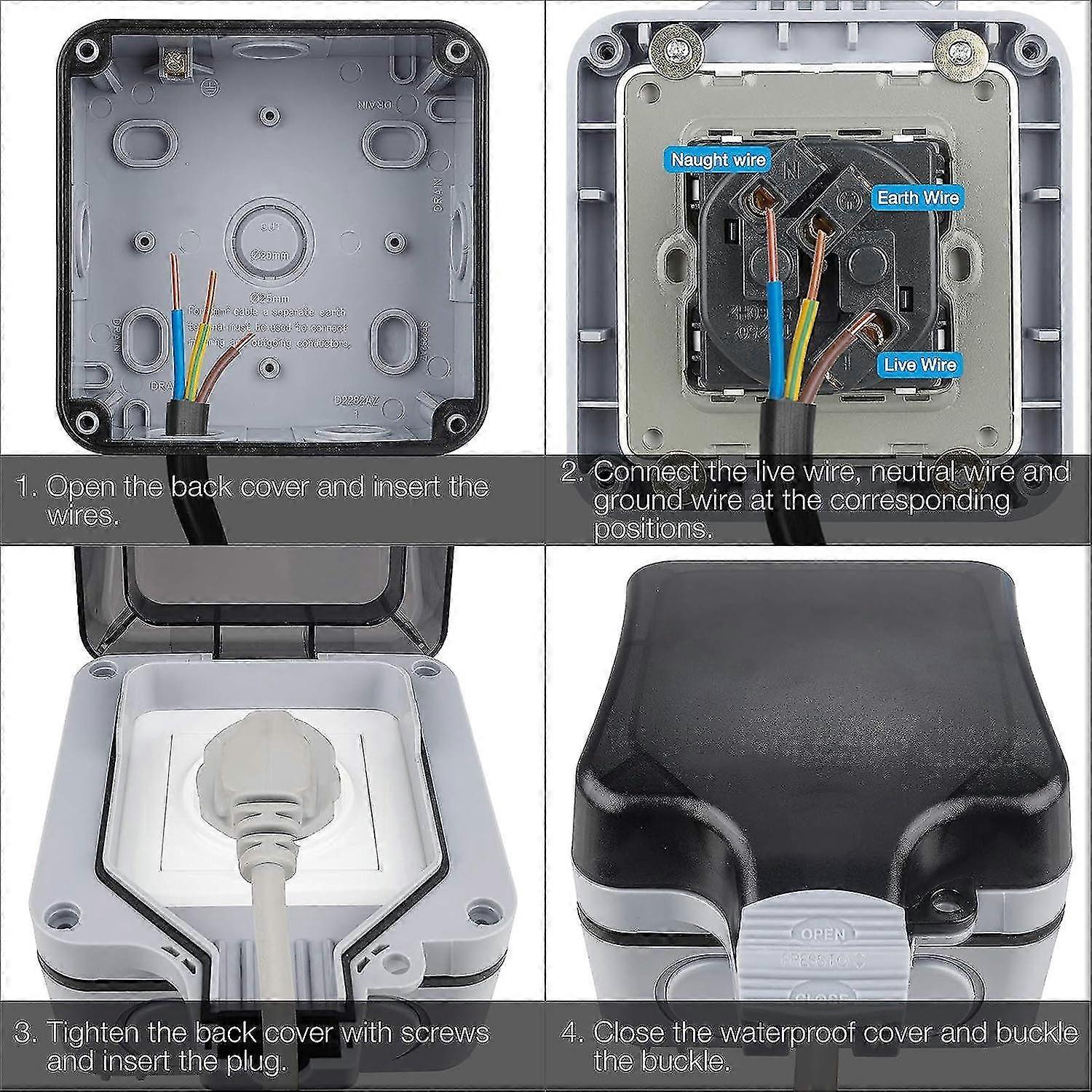 Ip66 Waterproof Outdoor Socket, Wall Socket For Outdoor Use, Waterproof ...