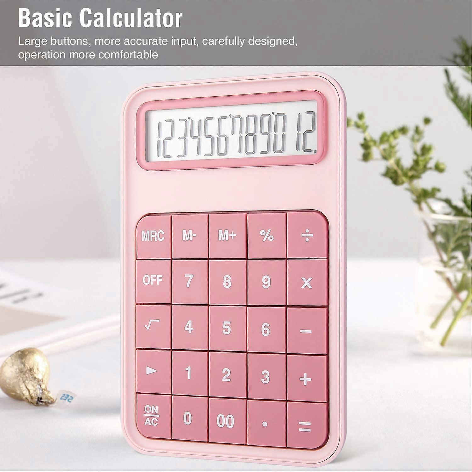 Desktop Calculator, 12 Digit Large Display Battery LCD Display Office ...