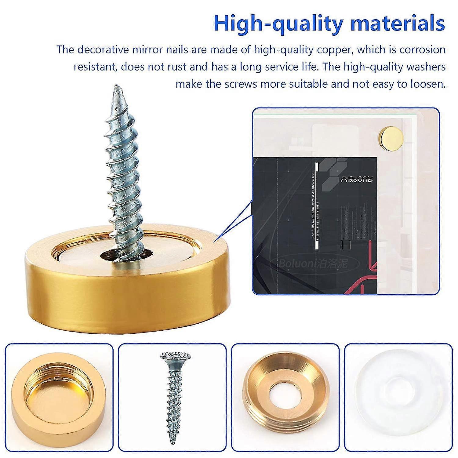 20 Pack 14mm Mirror Screws, Brushed Stainless Steel Screw Caps With ...