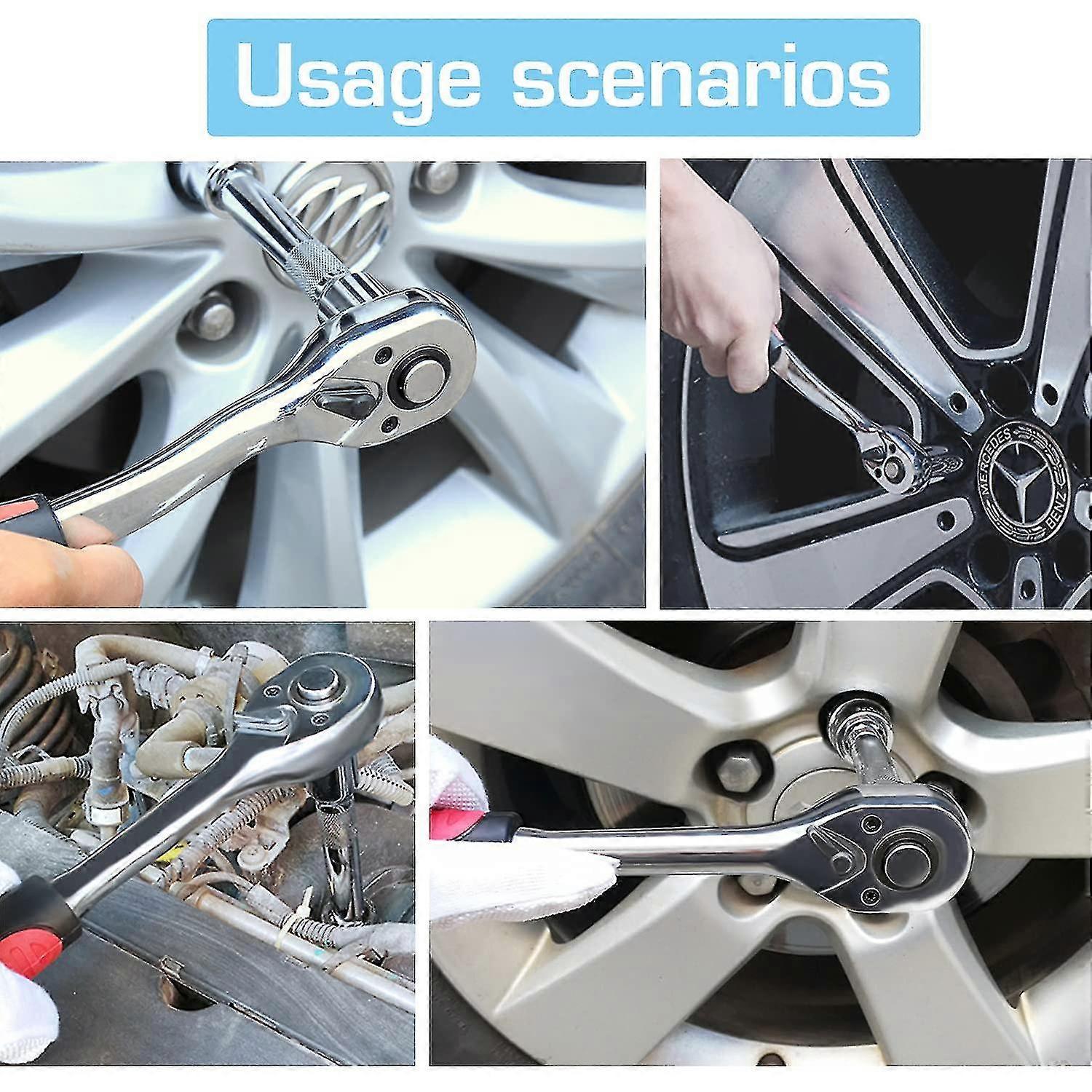 3 Pcs Torque Ratchet Spr, 72 Teeth Reversible Torque Ratchet Socket Wrench, Recessed Reversing ...