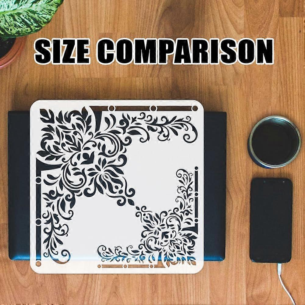 Baroque Border Painting Stencil 11.8x11.8inch Reusable Damask Corner Pattern Drawing Template ...