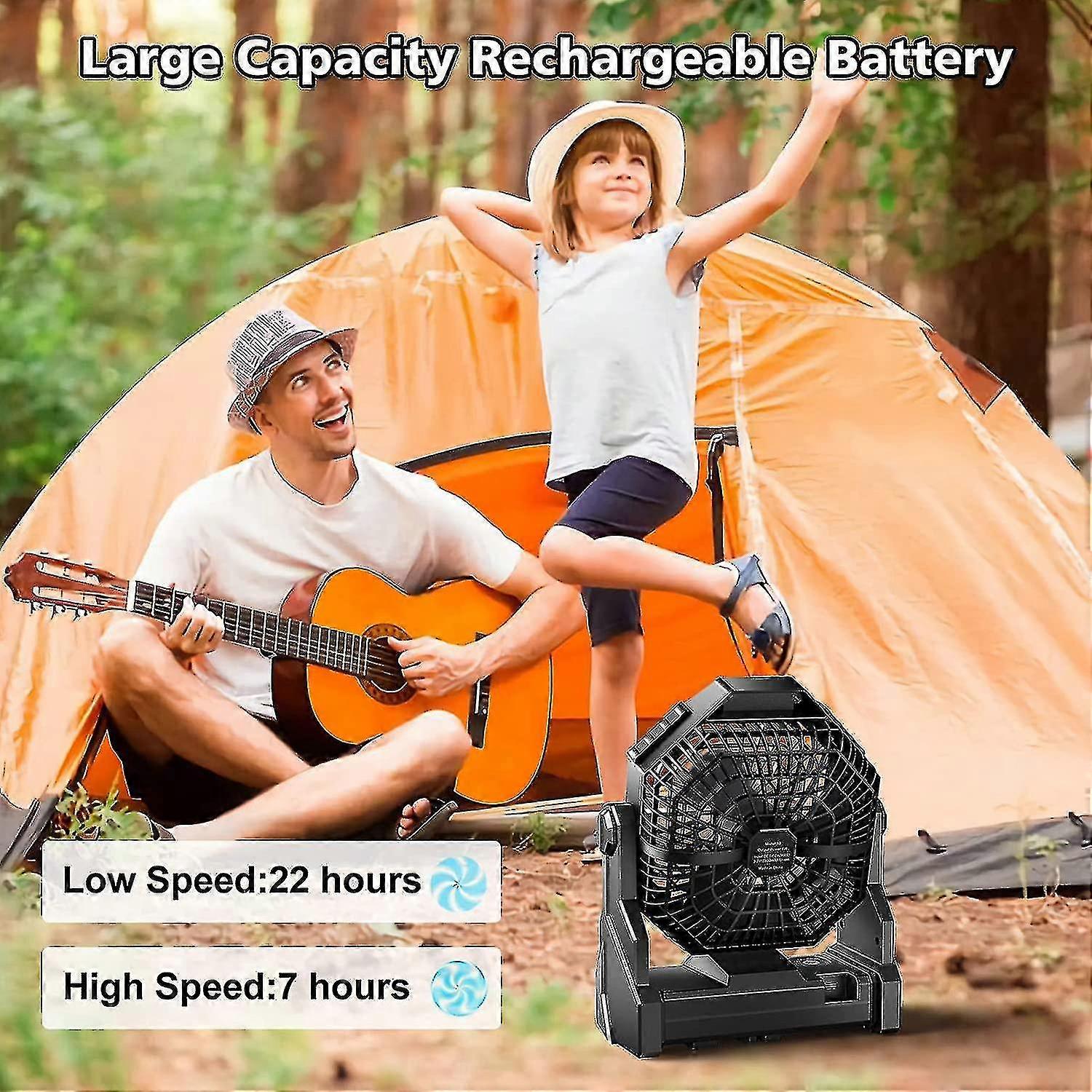 Camping Fan Rechargeable, Battery Powered Fan With Led Lantern, 270 ...