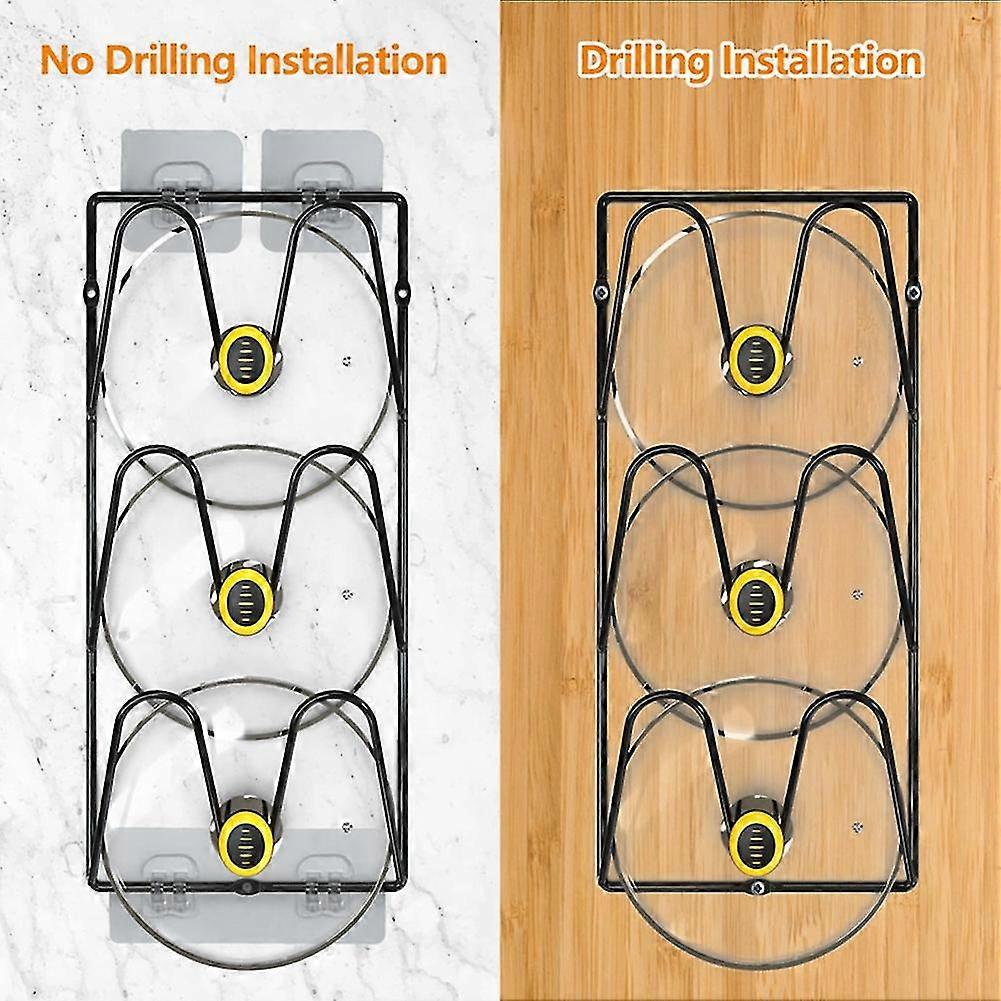 2-pack Pot Lid Holders For Kitchen Cabinet - Wall-mounted Or Door ...