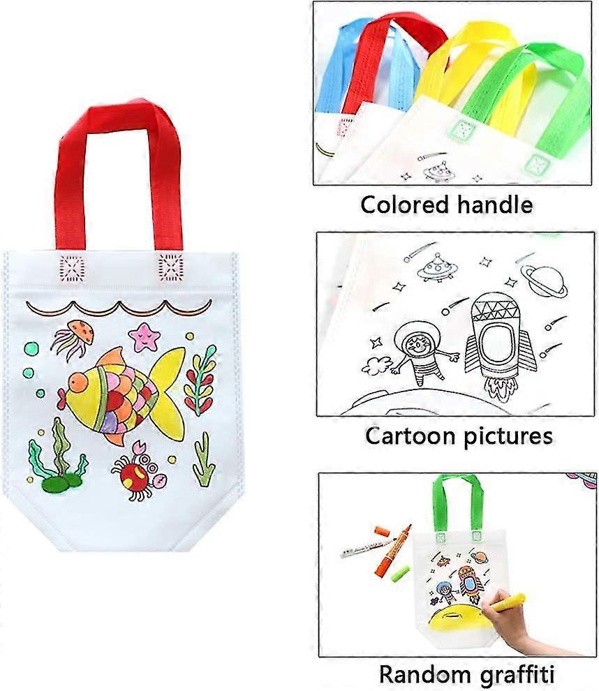 Coloring Bag, 12 Pcs Coloring Bag With 6 Pcs Pen For Kids Cloth Kids ...