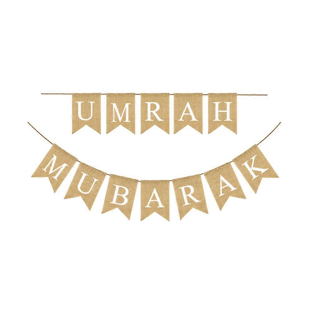 Ramadan Festival Flag UMRAH MUBARAK Printing Burlap Banner Swallowtail ...