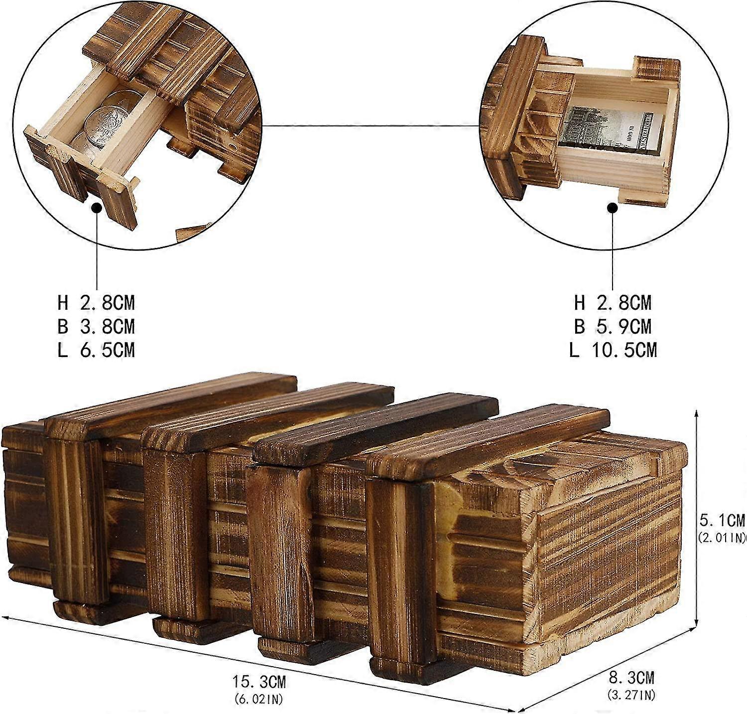 Magic Puzzle Box Wooden Secret Puzzle Box, Brain Teasers Box Mystery Gift Box With 2 Large ...