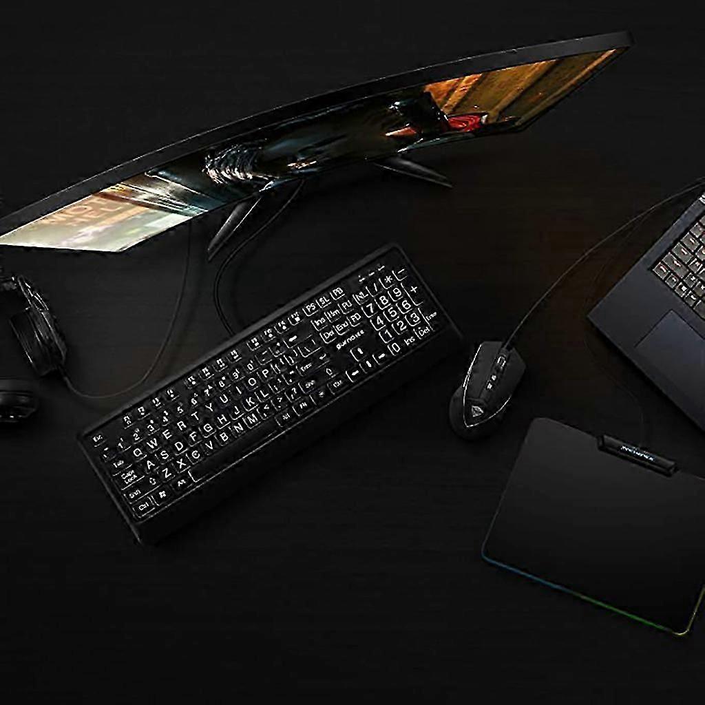 USB Wired Backlit Keyboard Keyboards for the Elderly Big Print Letter ...