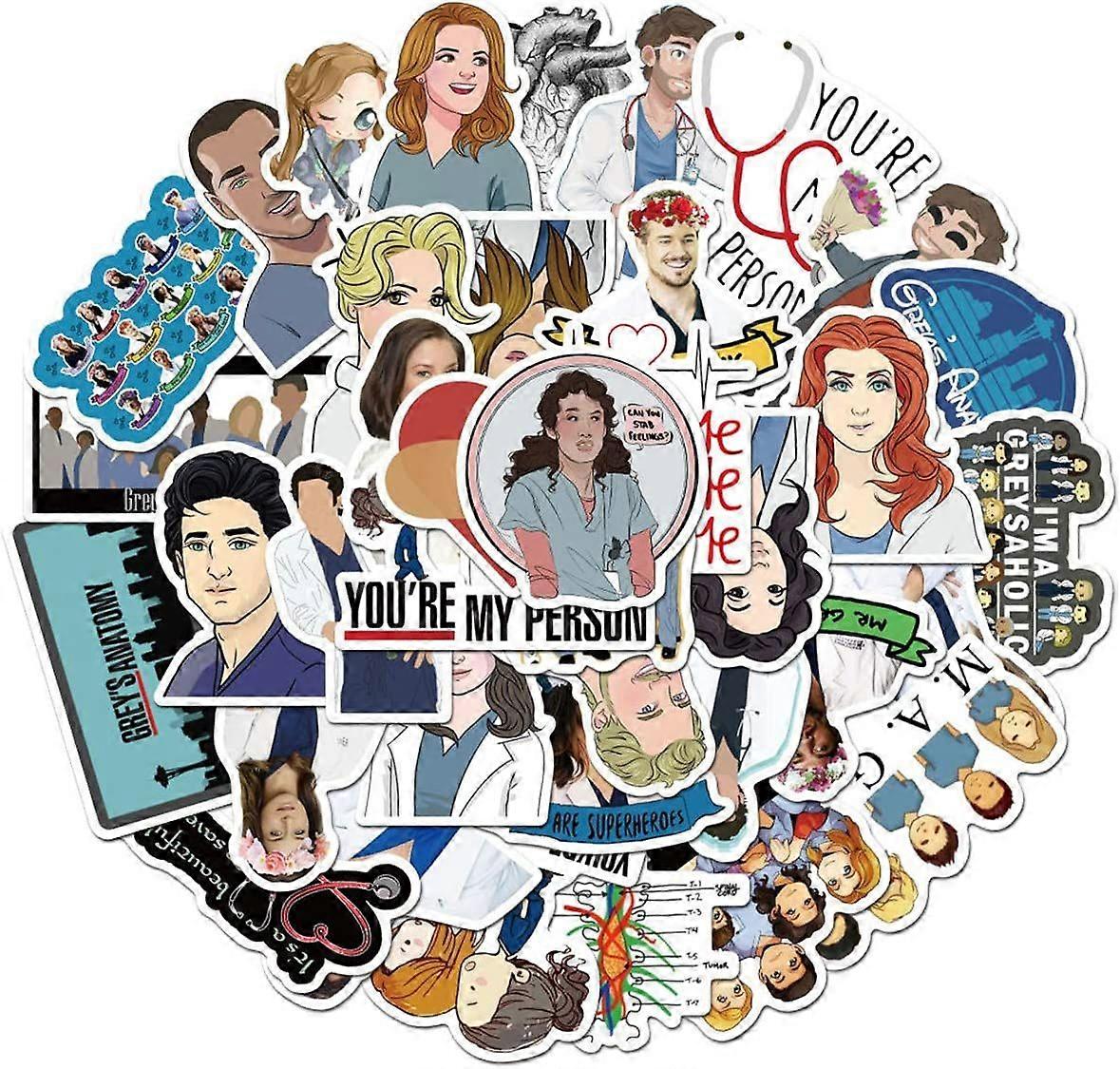 TV Grey's Anatomy Stickers for Water Bottles 50 Pack Cute,Waterproof ...