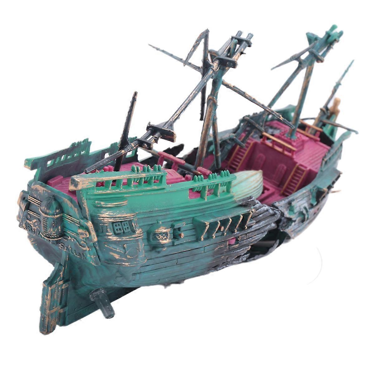 Large Aquarium Shipwreck Decor Boat Plastic Set Resin Ship Fish Tank ...
