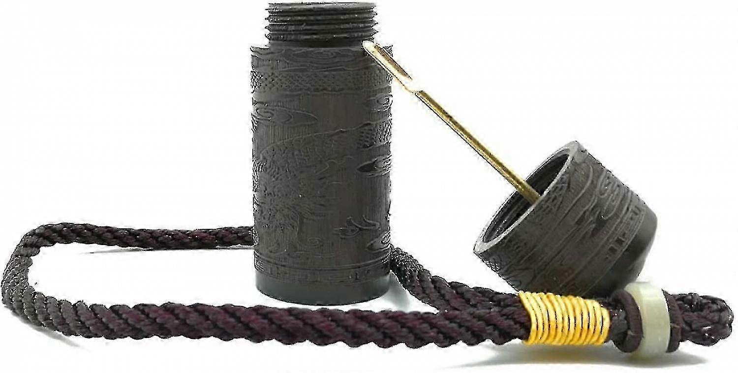 Ebony Blackwood Snuff Bottle Portable With Metal Spoon Snorting Snorter ...