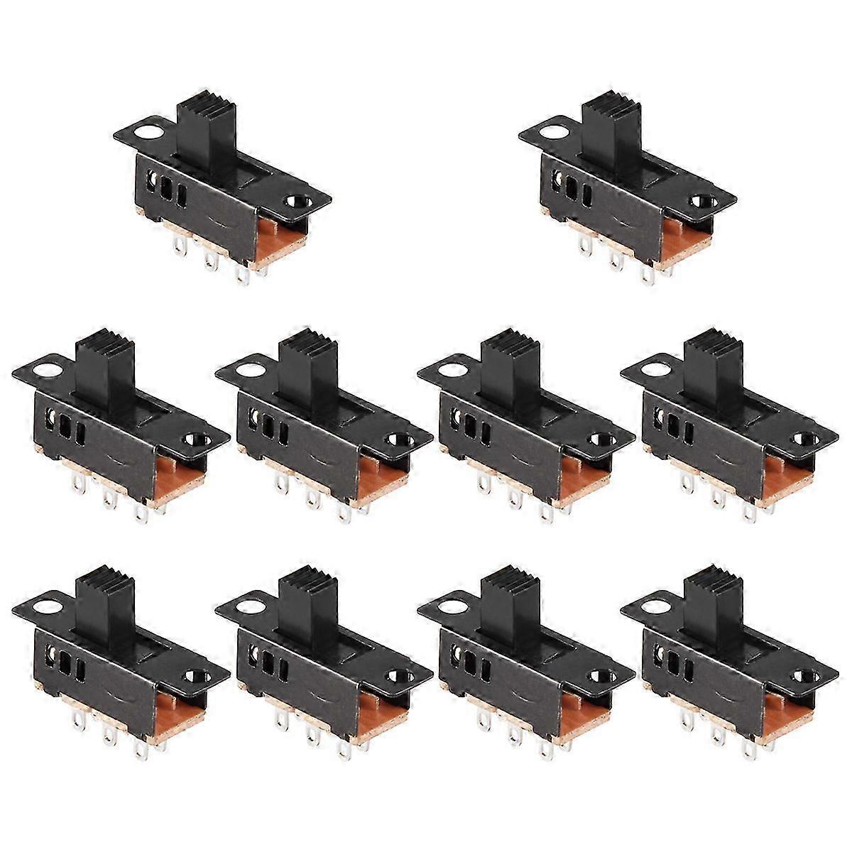 10Pcs High Knob 6 Pin 3 Position DPDT Panel Slide Switch 0.5A 50V DC ...