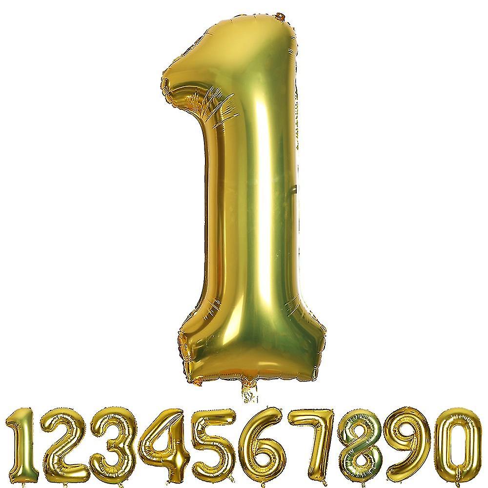 32 Inch Large Gold Number Balloon For Birthday And Anniversary ...
