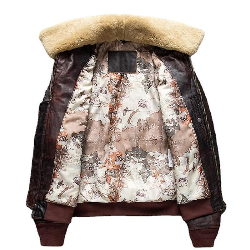 Genuine Top Layer Cow Leather Jacket Men Cowhide Men's Military Jacket ...