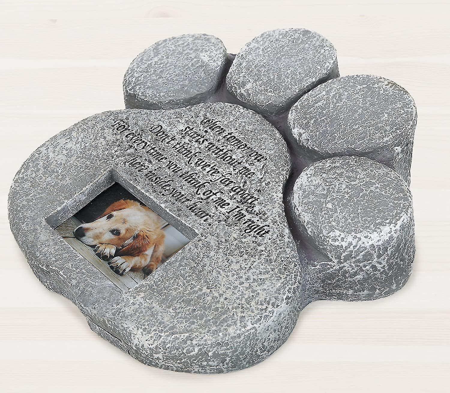 Pet Memorial Stone For Cats And Dogs Paw Shaped Headstone With Loss ...