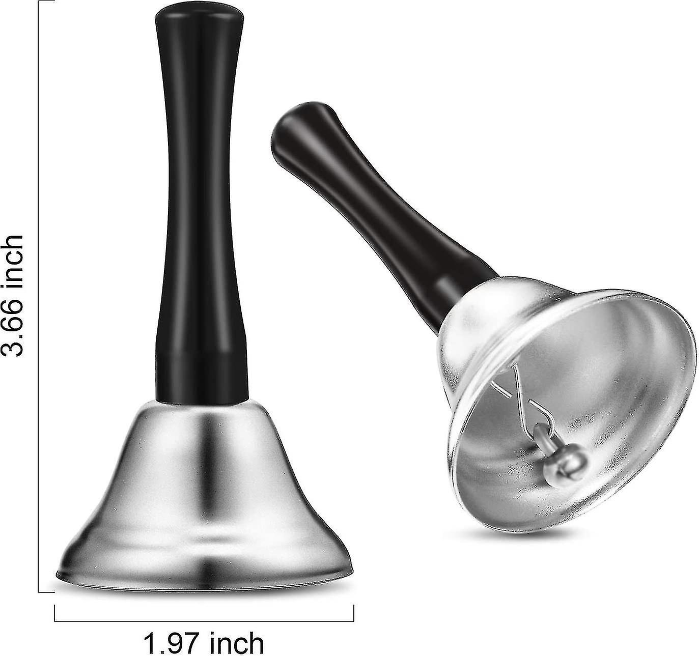 12 Pieces Metal Hand Bells Call Bell Service Hand Bells Black Wooden ...