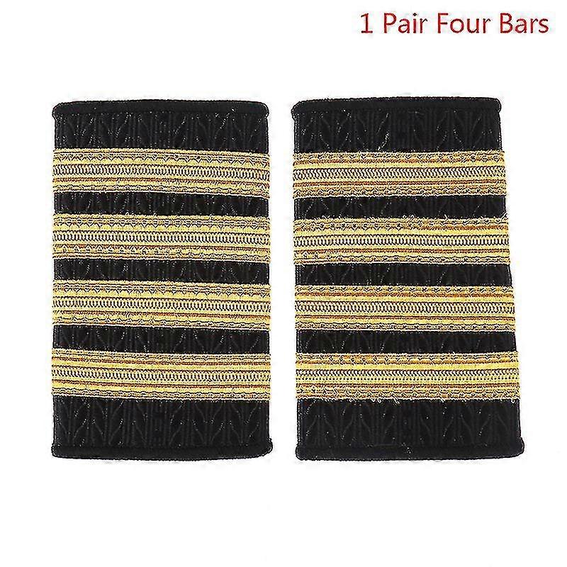 1pair Epaulettes Professional Pilot Uniform Epaulets Gold Stripe ...