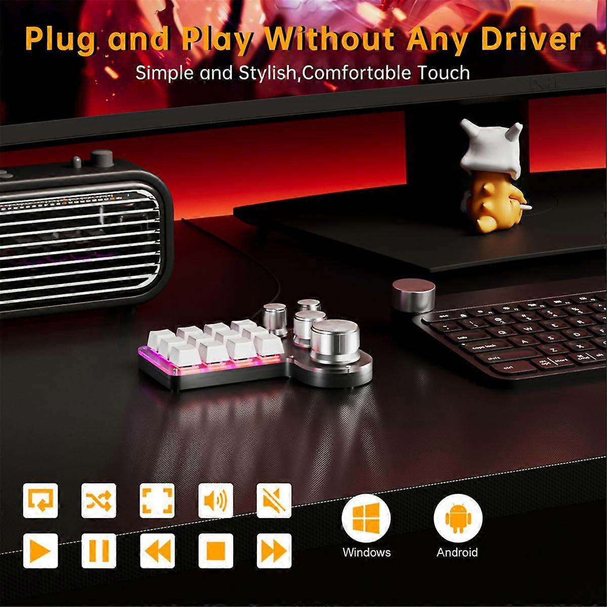 Custom Macro Keyboard 12 Keys 4 Knobs Mini USB Mechanical Keyboard ...