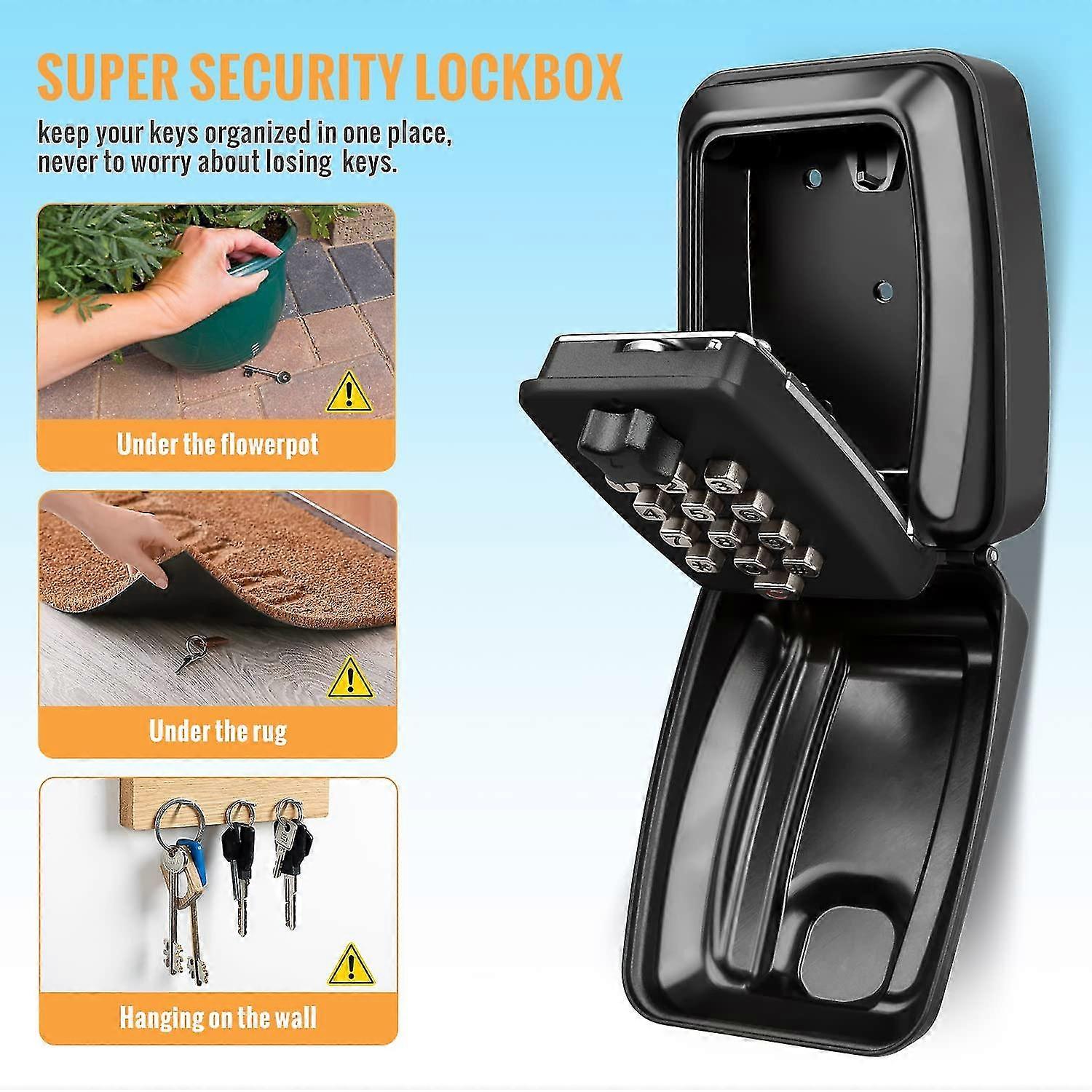 Waterproof Key Safe Box Wall-mounted Key Box Outdoor Key Box Safe Key ...