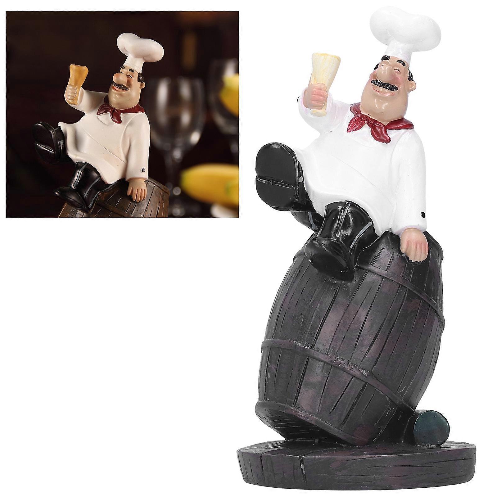 Resin Chef Statue Nordic Barrel Figurine Restaurant Tabletop Decoration ...