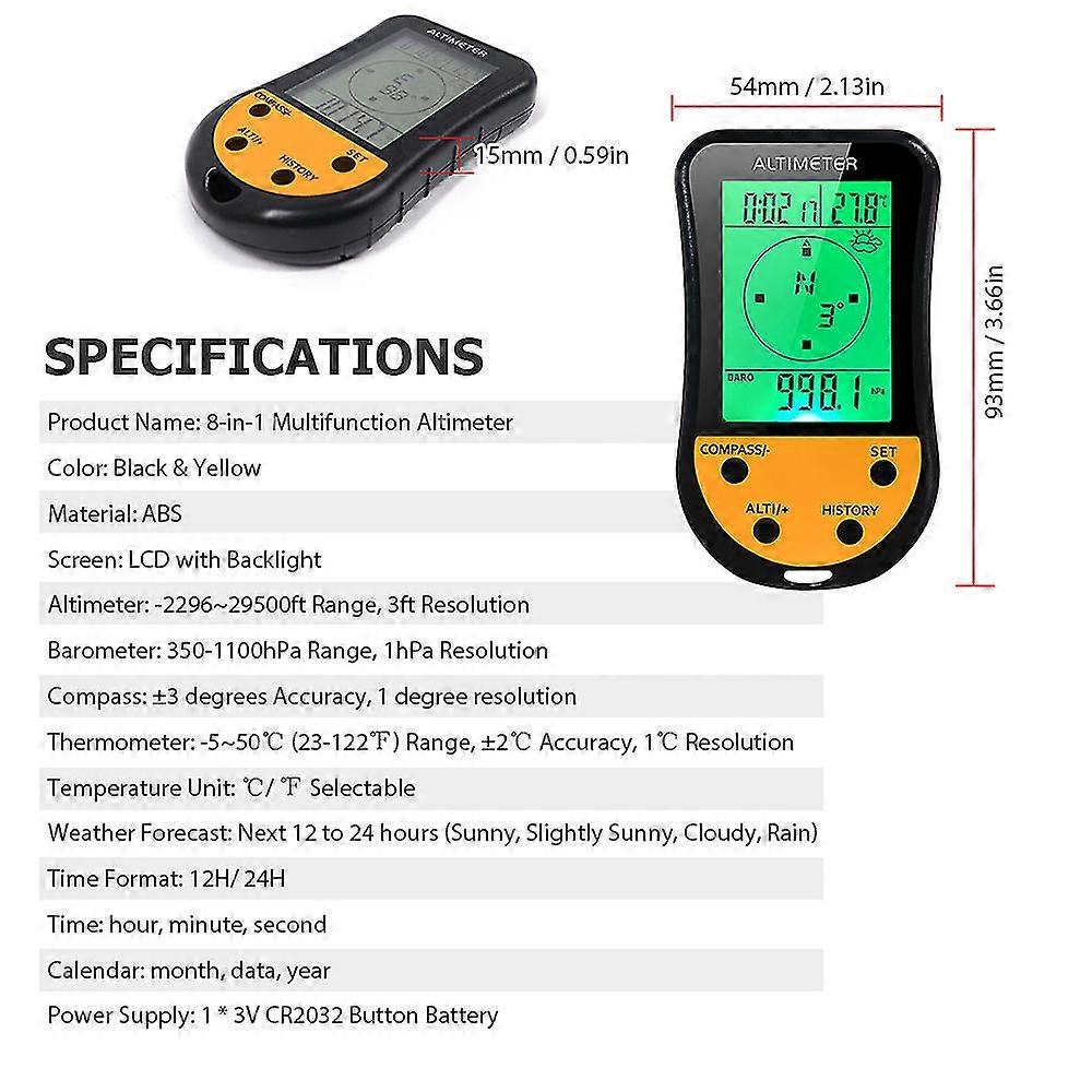 Electronic Digital Altimeter 8 In 1 Multifunction Lcd Backlight Mini ...
