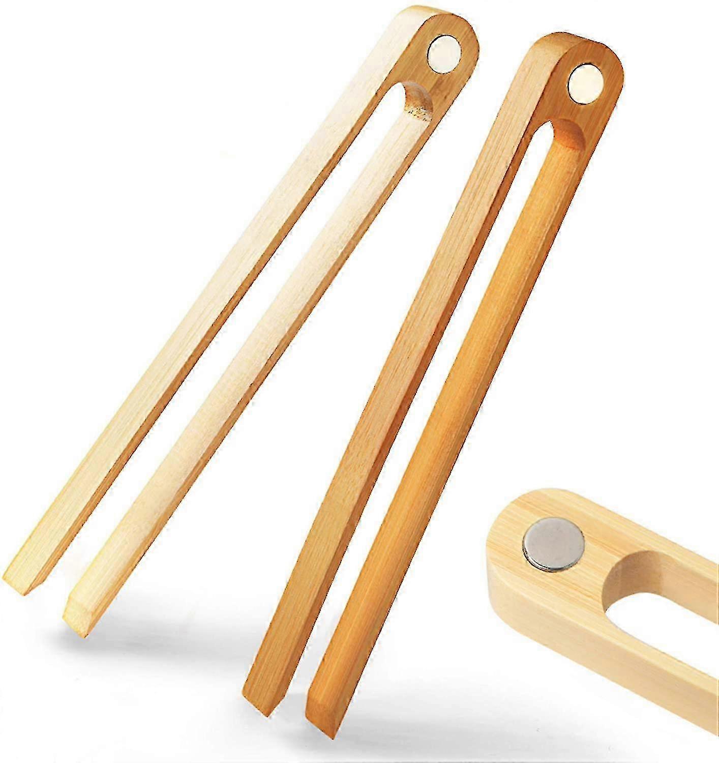 Magnetic Bamboo Toast Tongs 100% Natural 22cm Wood Eco-Friendly Space ...