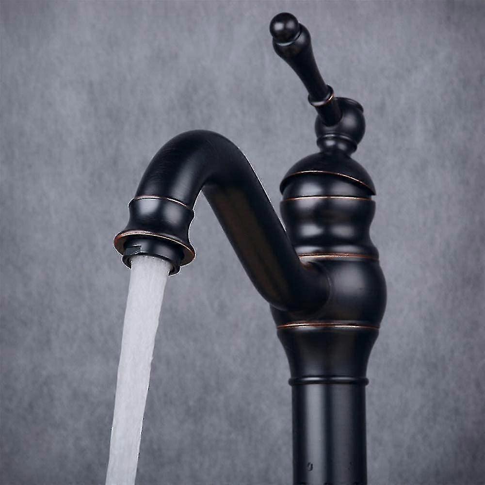 Retro Mixer Tap Basin Faucet Black Brass High Spout Bathroom Sleek And ...