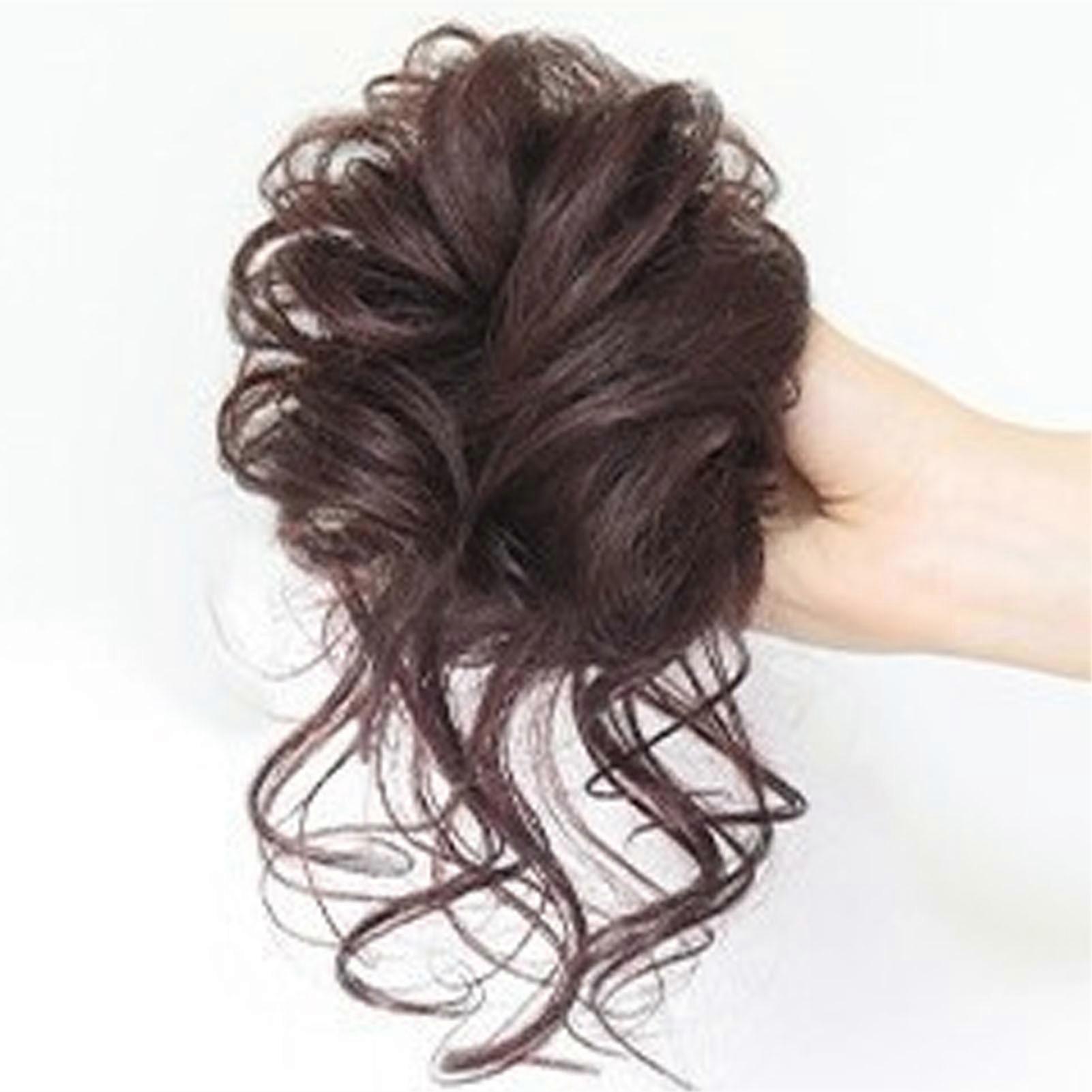 Curly Messy Chignon Bun Hair Piece Curly Tousled Updo Scrunchies Hair ...