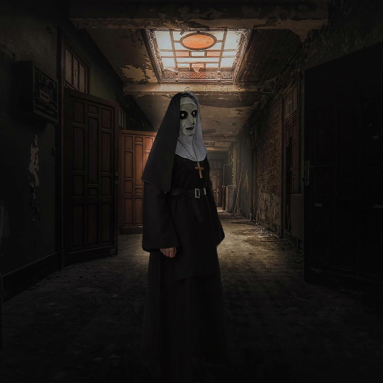 Nun Costume for Women, Nun Dress with Scary Nun Mask, Various Size ...