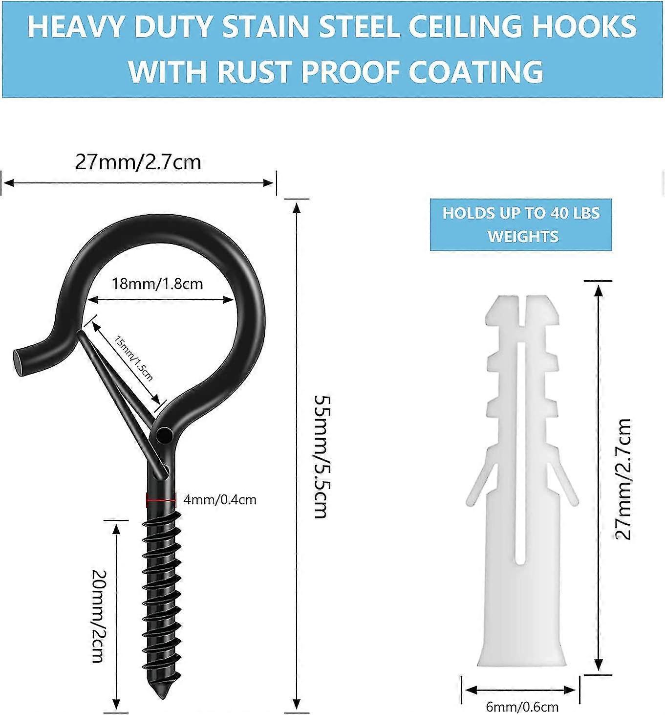Screw Hooks, 12pcs Screw Hooks Outdoor Light Wire Hooks With Drill Bit ...