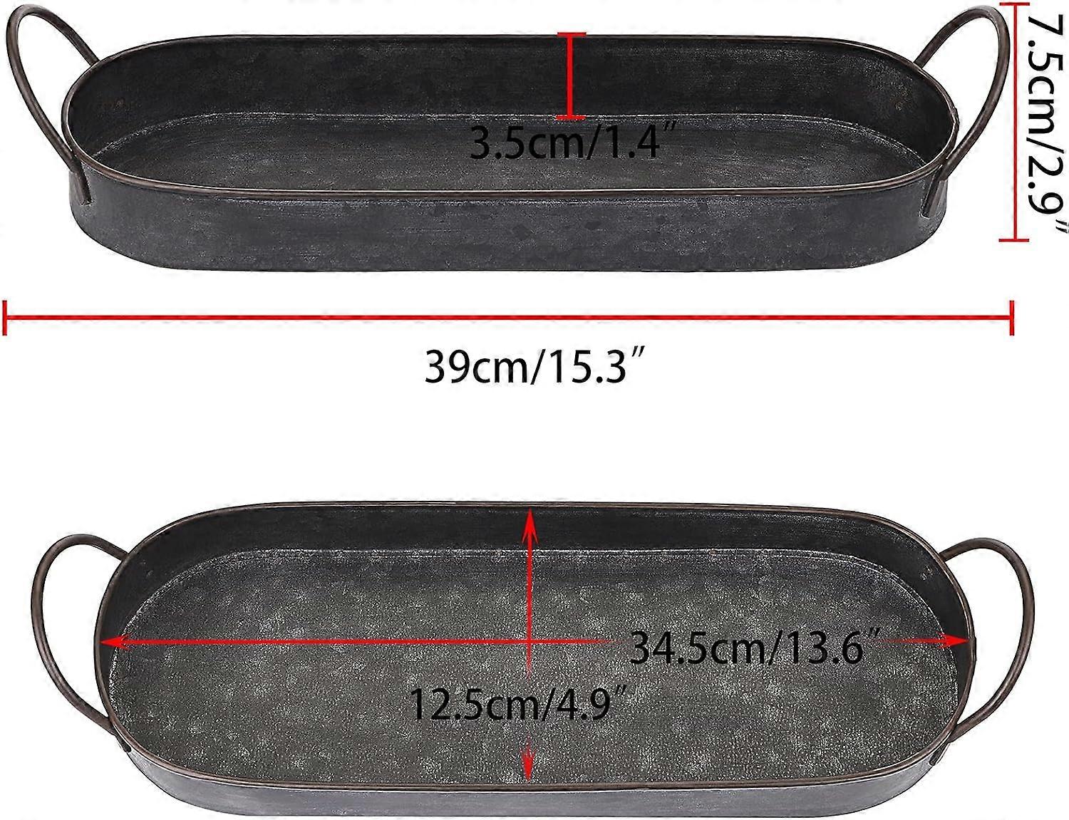 Oval Decorative Serving Tray Metal Iron Tray with Handles,Industrial ...