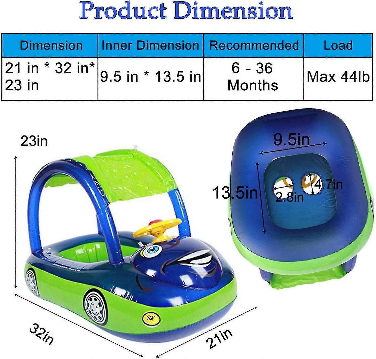 2024 New Baby Inflatable Pool Float with Canopy, Car Shaped Babies Swim ...