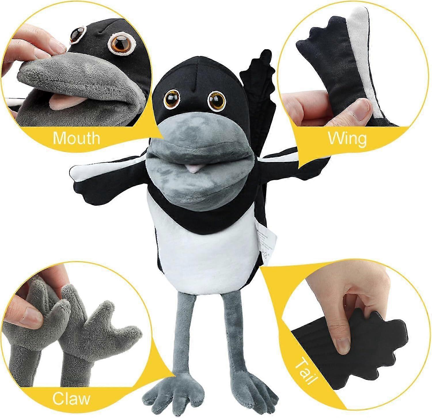 Steve and Maggie Plush Toy, Soft Magpie Plush Toy, Bird Hand Puppet ...