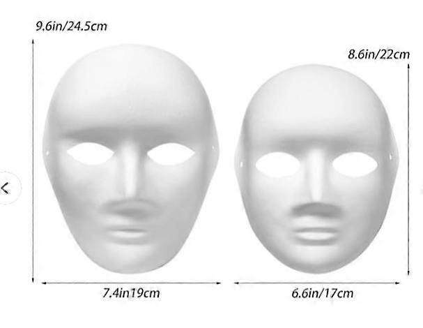 White Full Face Party Mask DIY Cosplay Blank Plain Masks, Pack of 24 ...