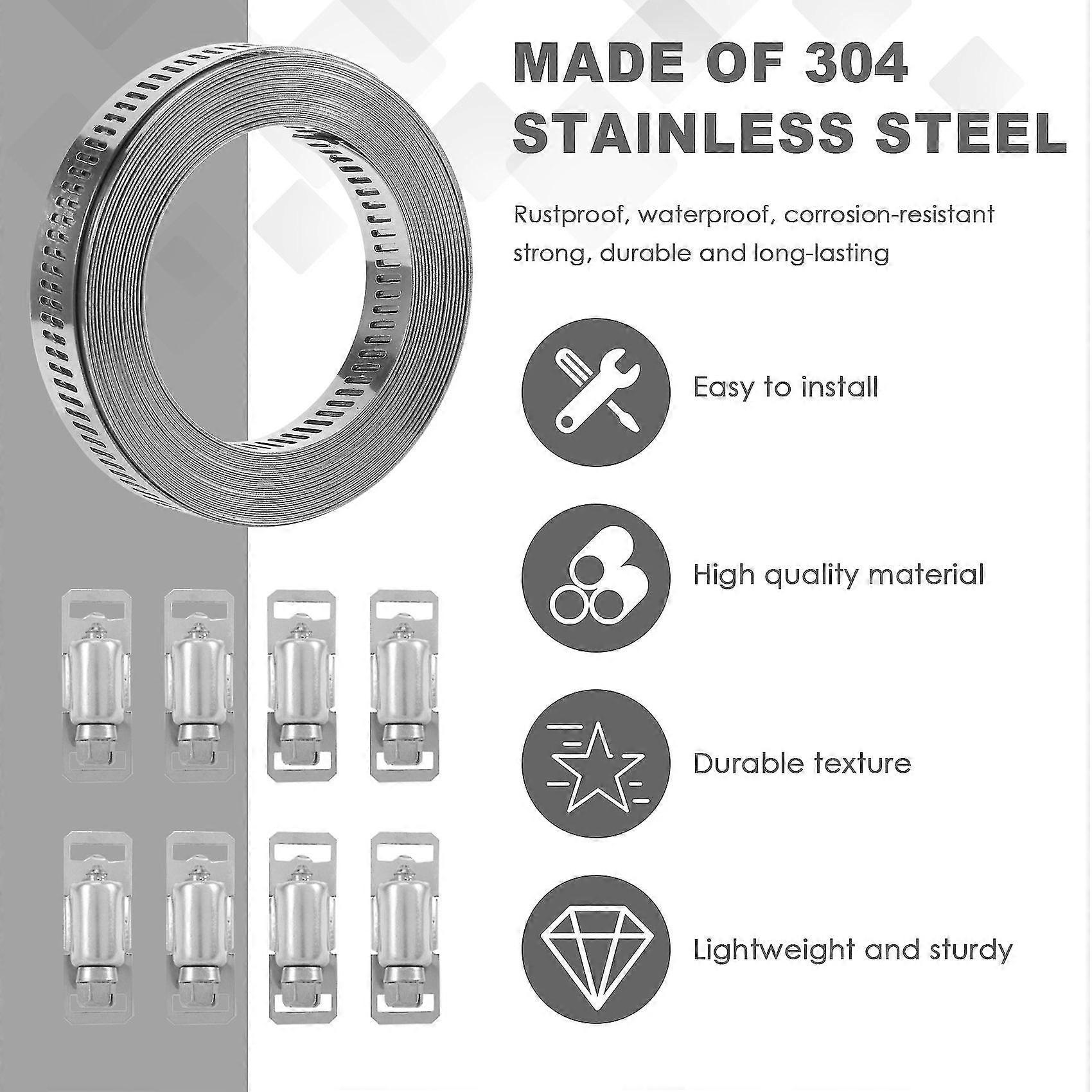 304 Stainless Steel Worm Clamp Hose Clamp Strap With Fasteners ...