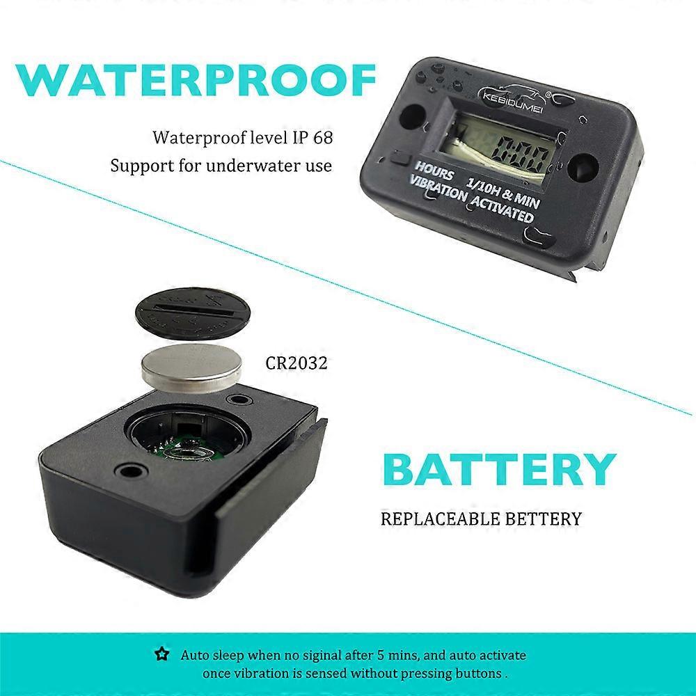 Wireless Digital Hour Meter Vibration Waterproof Engine Motohours Meter ...