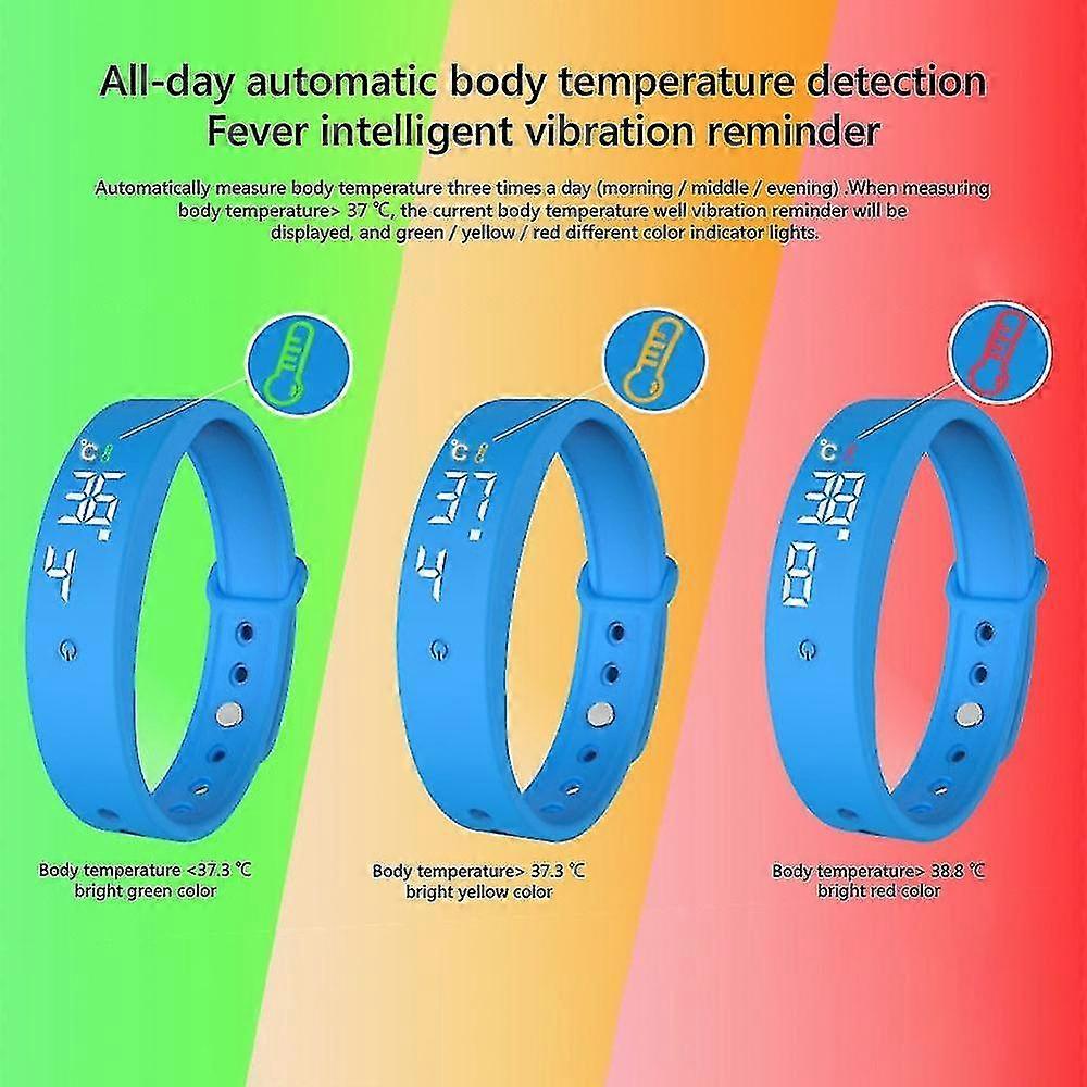 V9 Body Temperature Monitor Thermometer Vibration Alarm Wristband Smart ...
