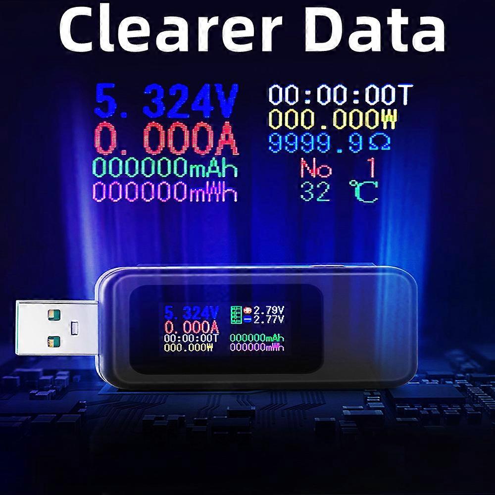 10 in 1 USB meter color screen DC digital voltmeter usb tester charger ...