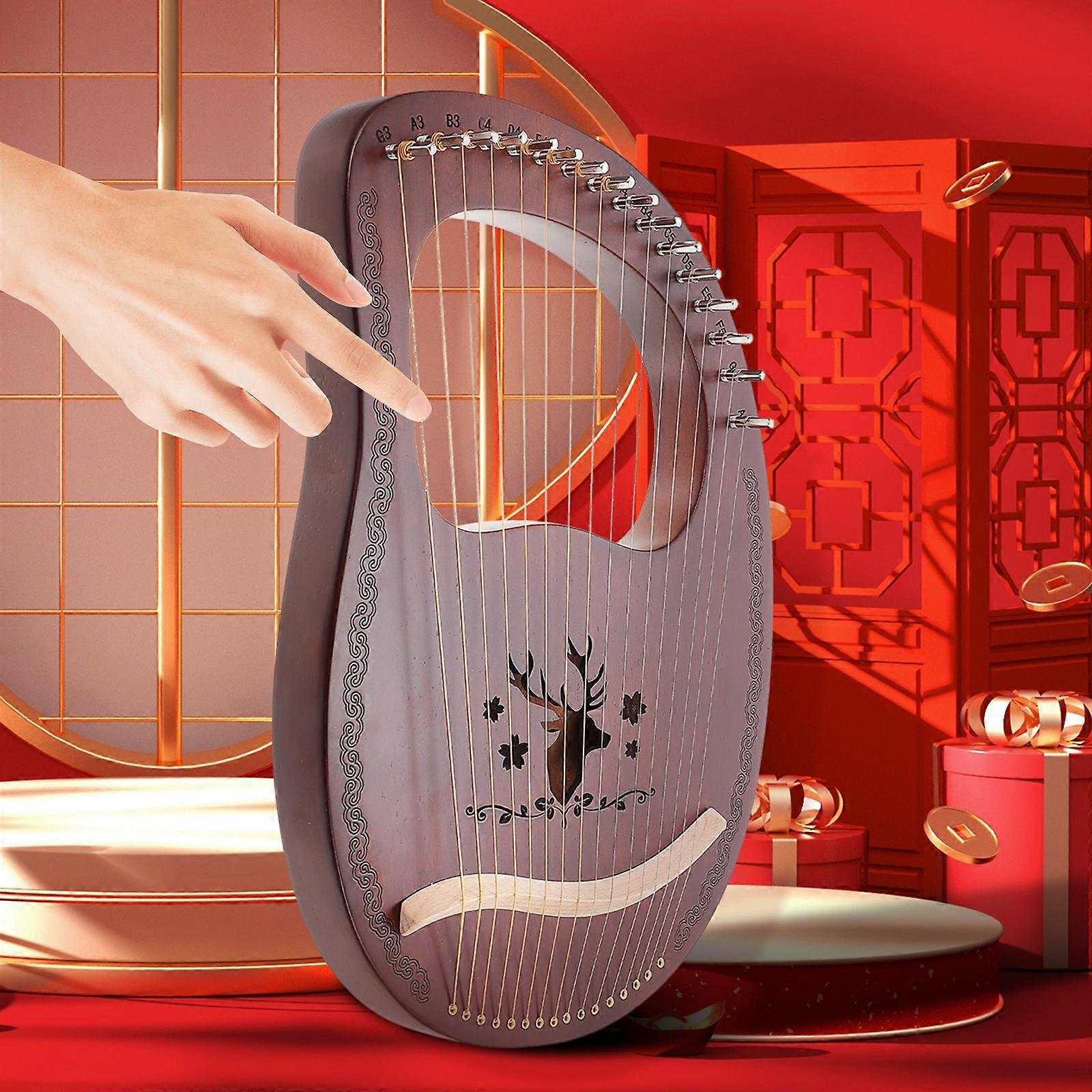 1 Set Wooden Lyre Harp Supply 16-Tone Harp Lyre Harp Ancient Style Lyre ...