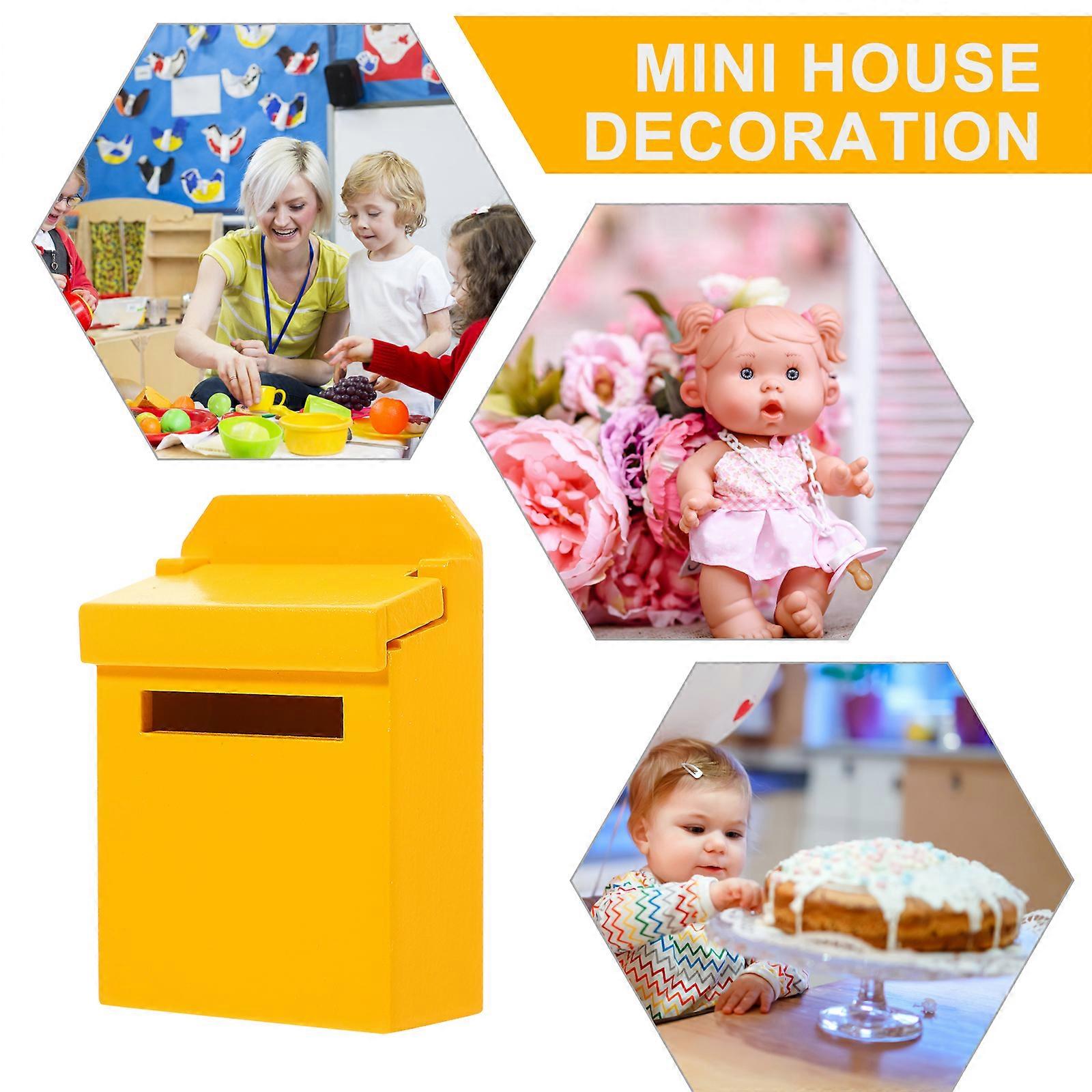 Mini Mailbox Model Miniature Mailbox Figurine Tiny Wooden Mailbox Mini ...