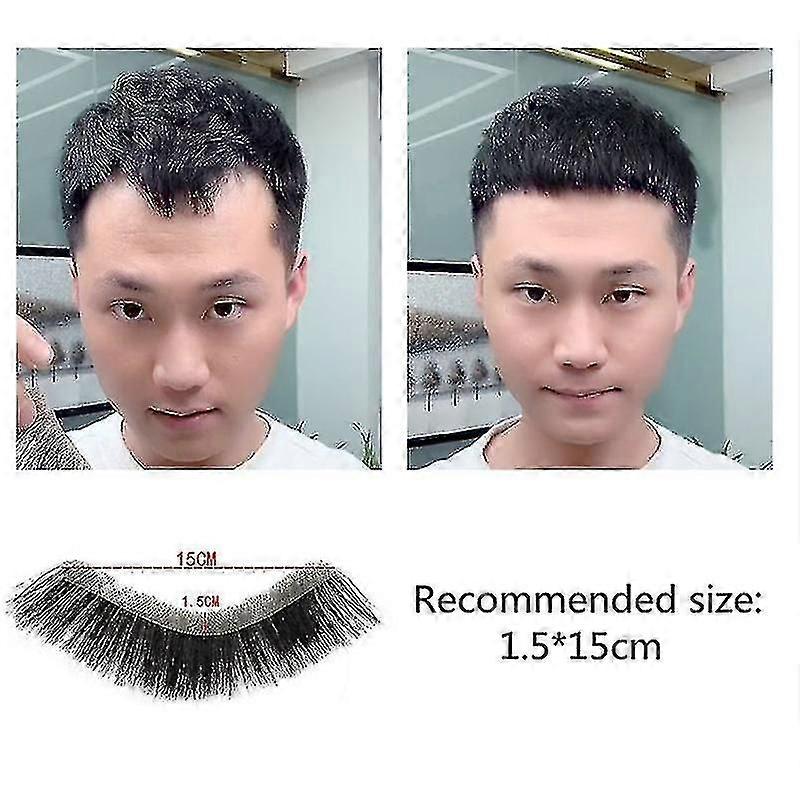 Men's Toupee Human Short Hairpiece Natural V Style Forehead Hairline ...