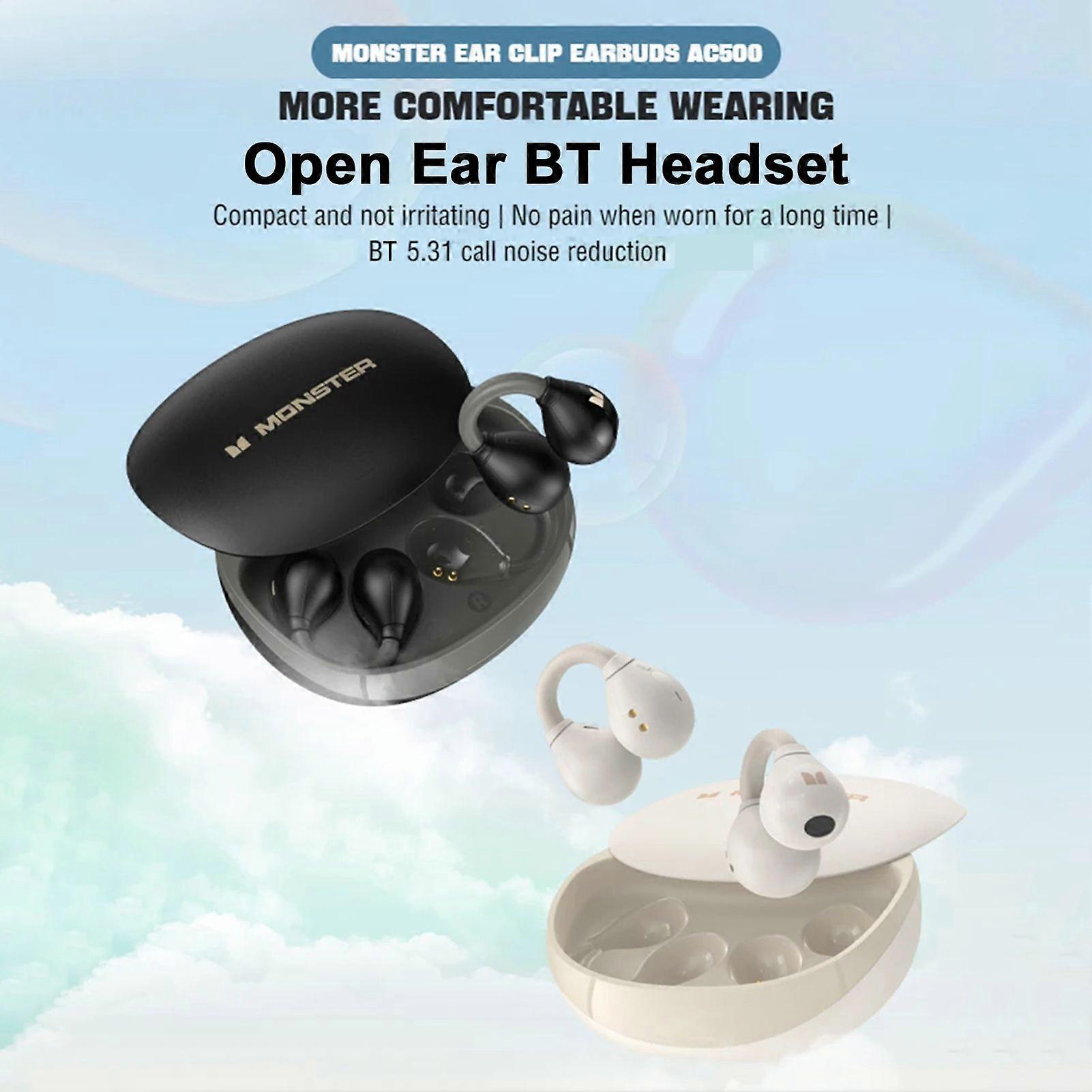 MONSTER AC500 Ear-Clips Wireless Headphones BT 5.3 Stereo Sound Earphones Noise Cancelling Open ...
