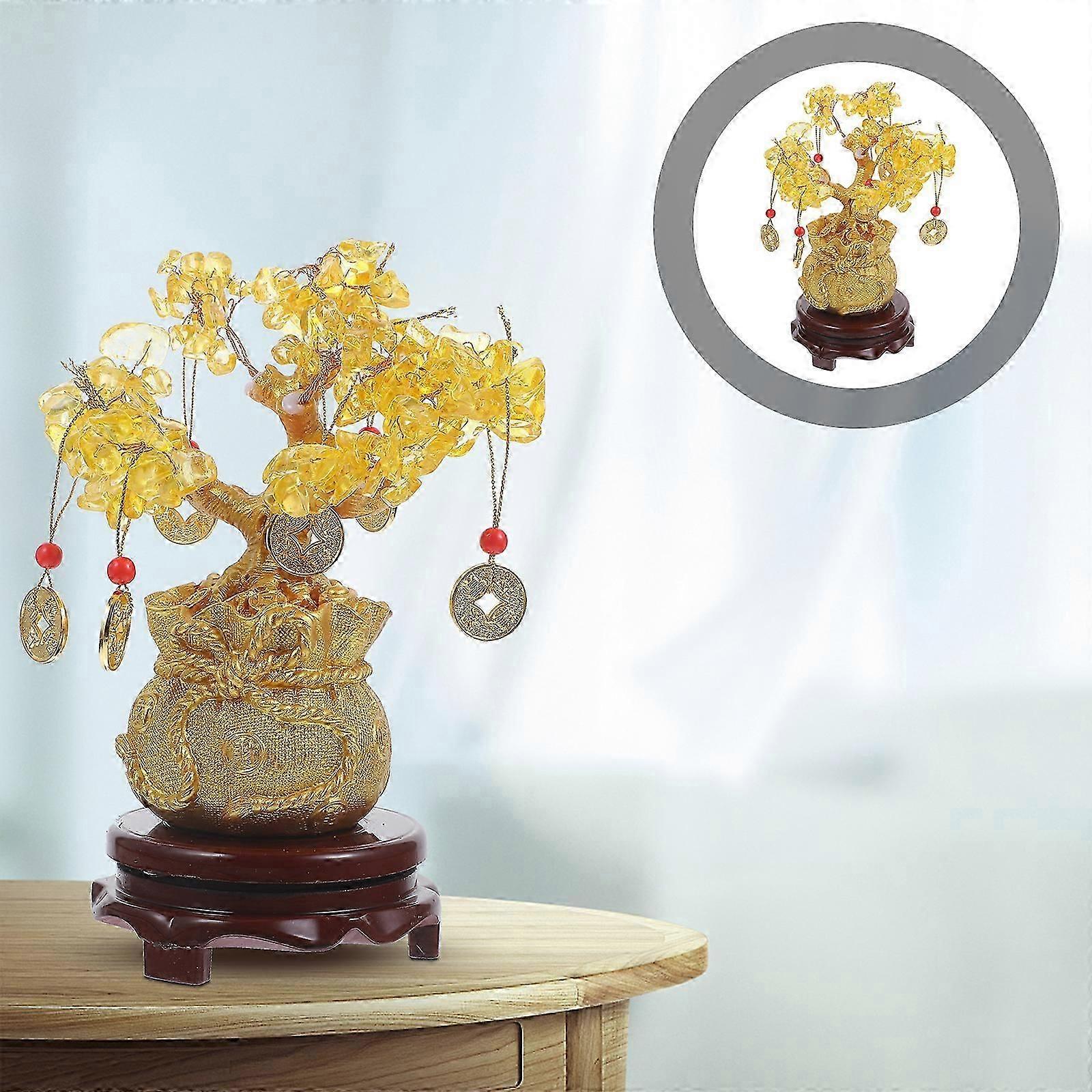 1PC 19cm Natural Crystal Tree Money Tree Ornaments Bonsai Style Wealth ...