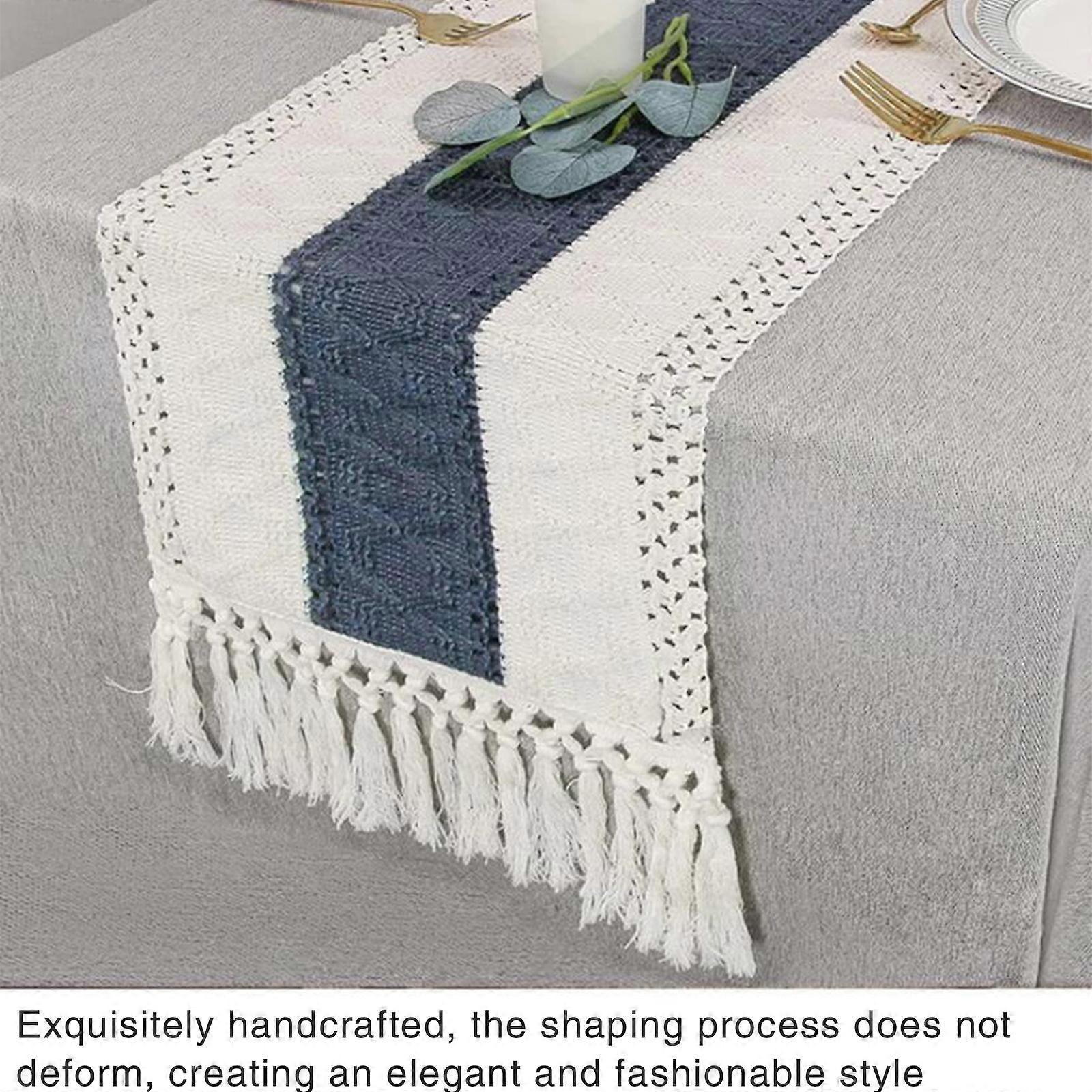 Table Runner Cotton Linen Splicing Table Banner Delicate Texture ...