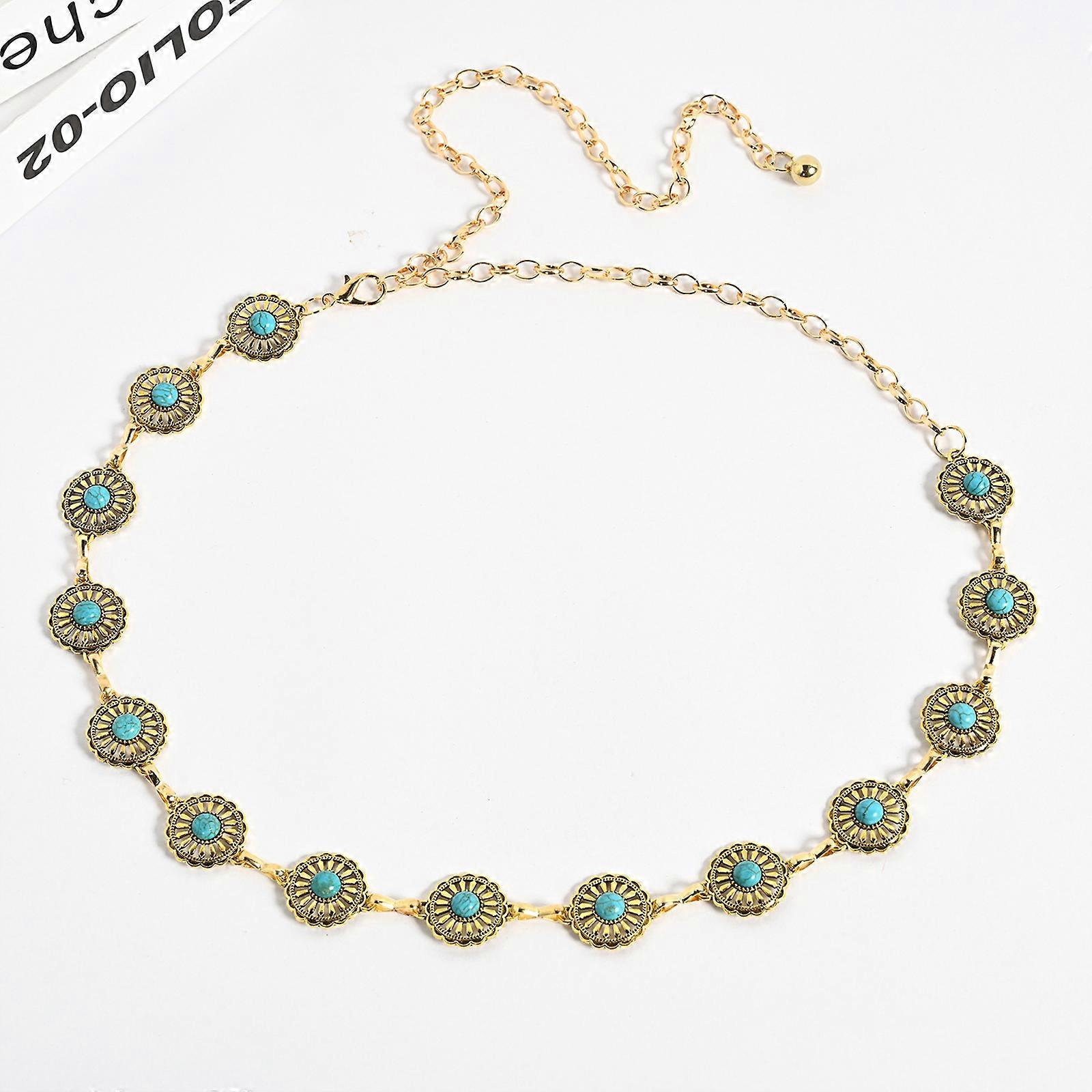 Ethnic Style Metal Belt for Women Ladies Dress Belt with Relief Round ...