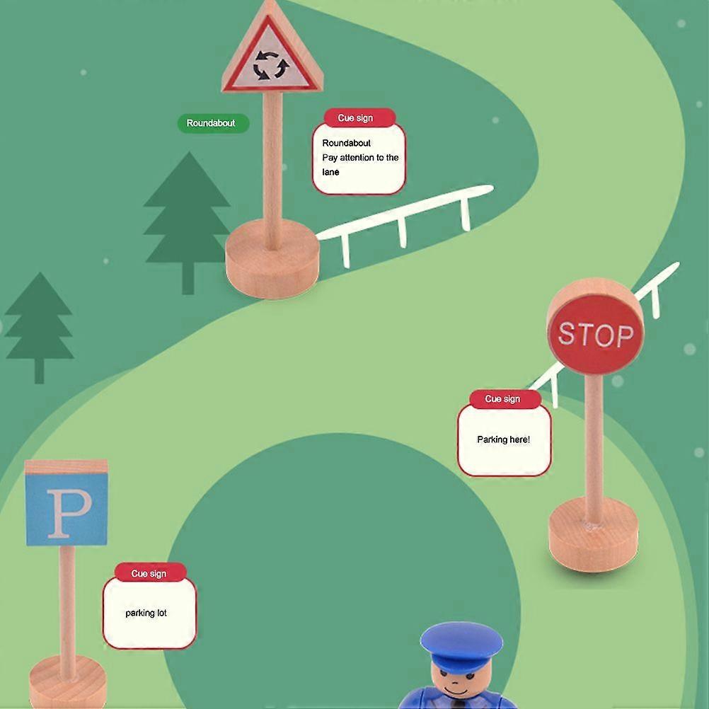 16pcs/set Kids Wooden Road Signs Toys Kids Street Signs Police Figure ...