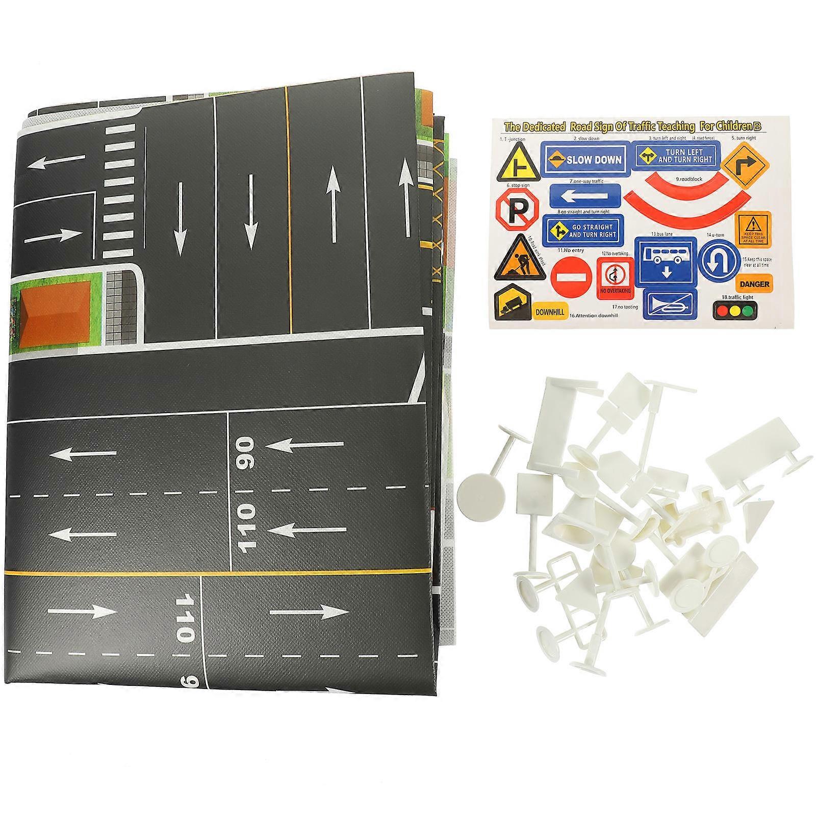 Traffic Rules Play Mat with Miniature Road Signs Map Educational Game ...