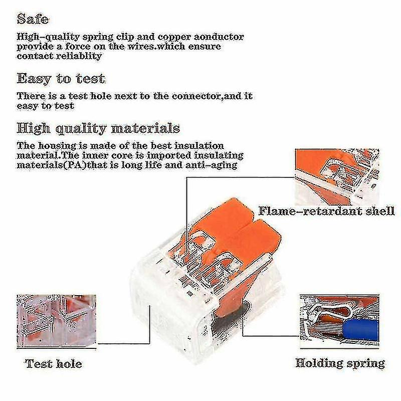 90pc For Wago 221 Electrical Connectors Wire Block Clamp Terminal Cable ...