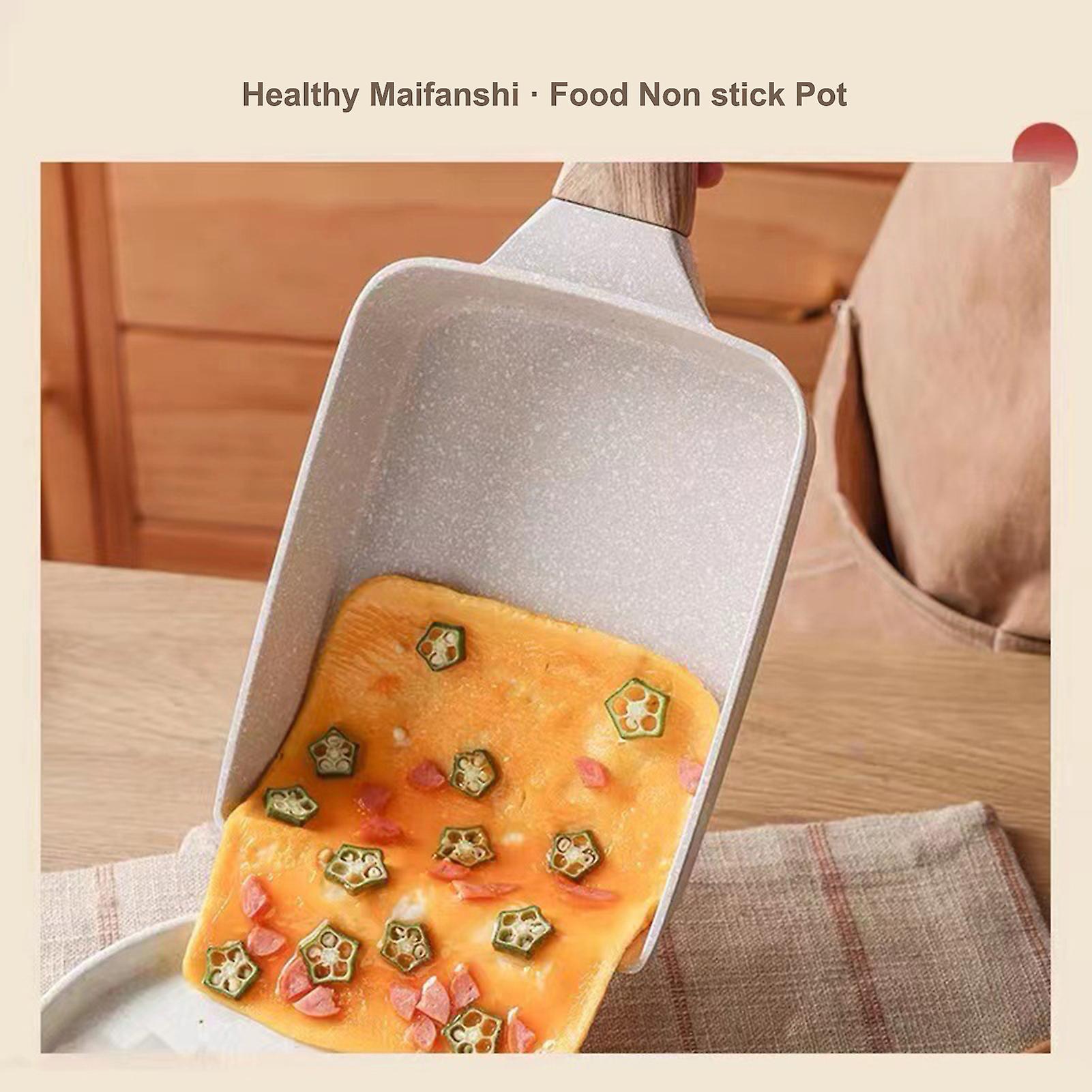 Japanese Tamagoyaki Pan With Wooden Handle Nonstick Rectangle Omelette ...