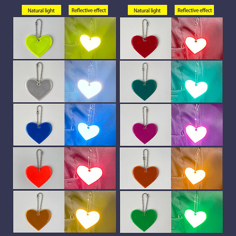 12pcs Mix Color Safety Reflector Pendant Love Heart Safety Reflector ...